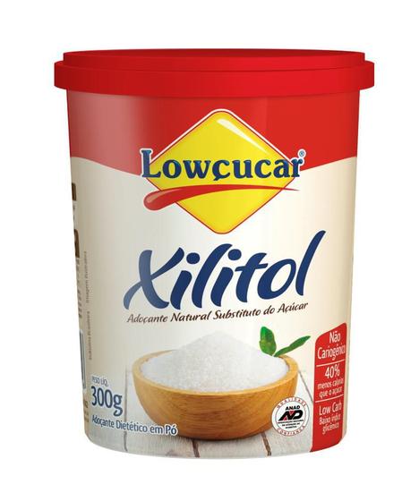 Kit 3 unid Xilitol Adoçante Natural em Pó Pote 300g Lowçucar - Adoçante ...