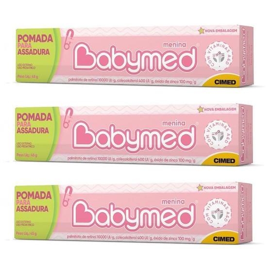 Kit 3 Unidades Babymed Rosa Pomada Para Assaduras 45G - Cimed - Creme ...