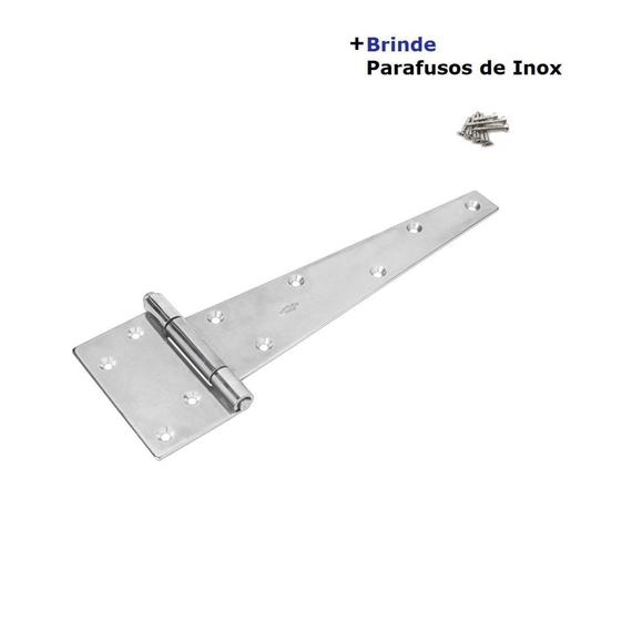 kit 3 unidades Dobradiça Inox Leme triangulo 100x250 mm Mahler Porteira ...
