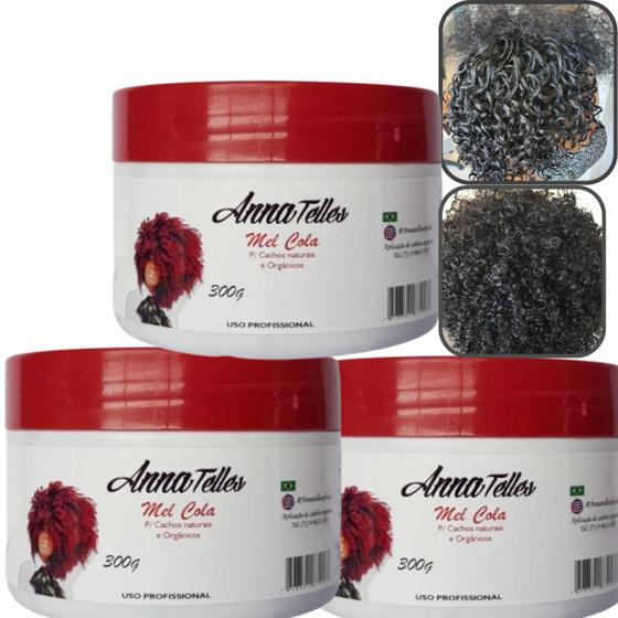 kit 3 unidades Mel Cola P/ Cachos Naturais E Orgânicos 300g Anna Telles ...