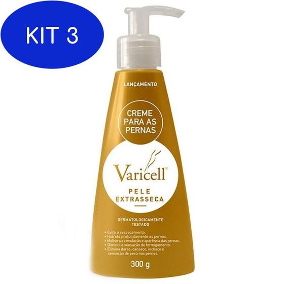Kit 3 Varicell Creme para as pernas pele extra-seca 300g - Cuidados com ...