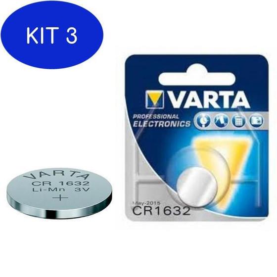 Kit 3 Varta Cr1632 Lithium 3V - Cart C/1 Un - Pilhas - Magazine Luiza