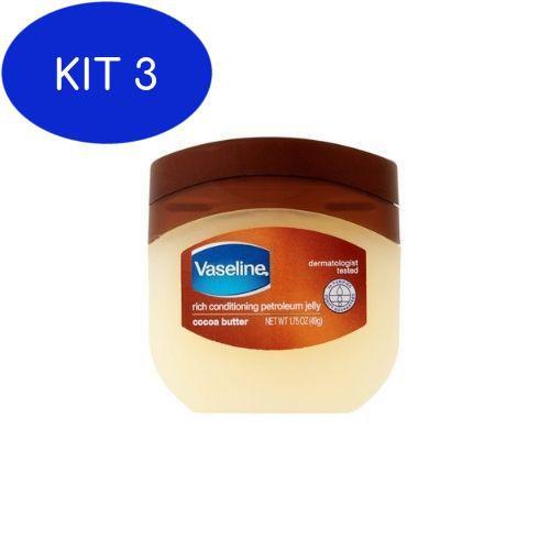 Kit 3 Vaselina Petroleum Jelly Cocoa Butter 49G - Vaseline - Vaselina ...