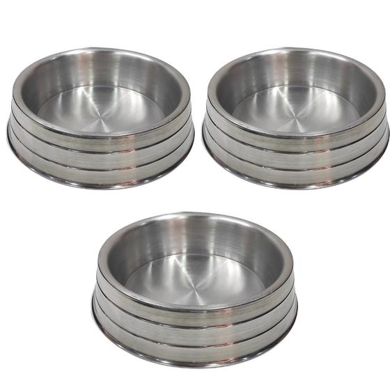 Kit 3 Vasilha Pesada Alumínio Polido Gigante 3l Cães Grande Ração Água ...