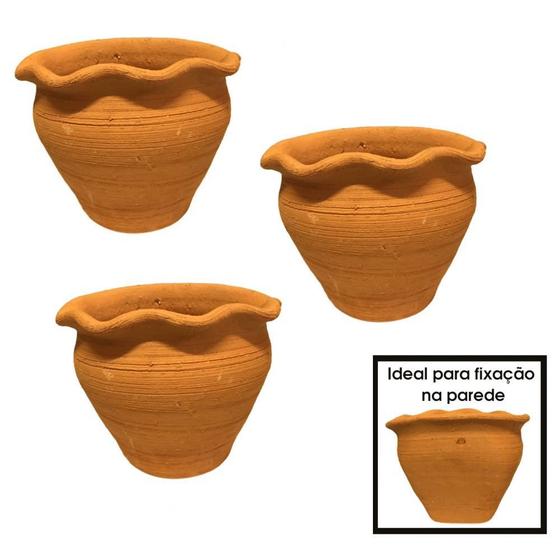 Kit 3 Vasos de Ceramica para Parede Modelo Bau Tamanho Mini Mandiali ...