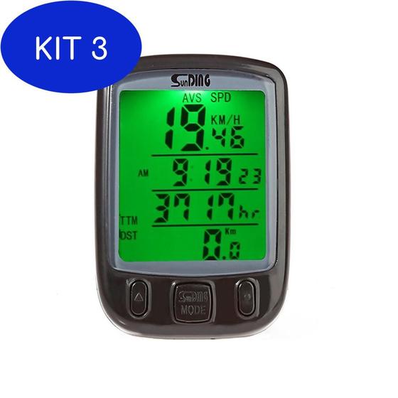Kit 3 Velocimetro Ciclo Computador Bike Sensor Com Fio Luz - Cmx - Velocímetro Automotivo ...