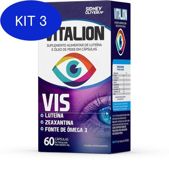 Kit 3 Vitalion Vis Luteína E Zeaxantina Com Ômega 3 60 - Sidney ...