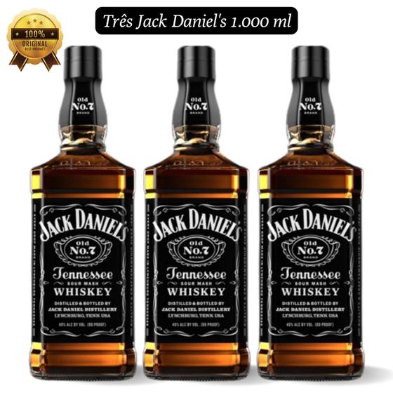 Kit 3 Whiskey Jack Daniel's Old No.7 Tennessee 1.000ml 40% vol Whisky ...