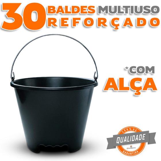 Kit 30 Balde Com Pegador Multiuso Reforçado 12 Litros Preto - ST ...