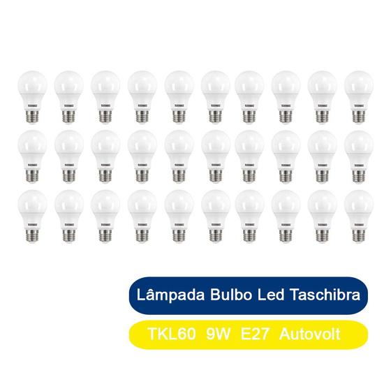 Kit 30 Lâmpadas Bulbo Led Taschibra TKL60 9W E27 Autovolt 100-240V - Lâmpada de LED - Magazine Luiza