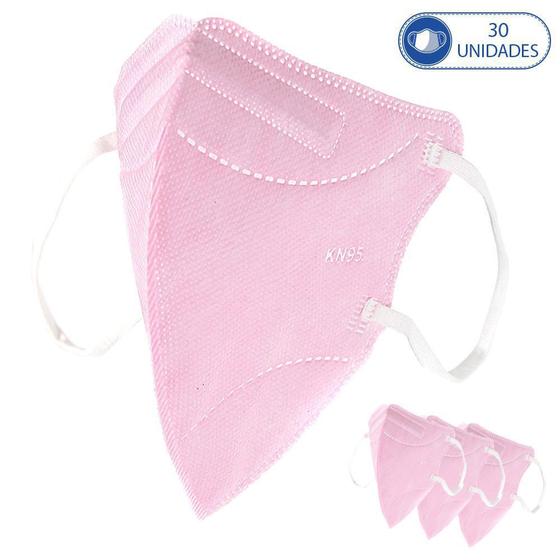 Kit 30 Máscaras Respiratórias Infantis KN95 Aileda Rosa - Máscara ...