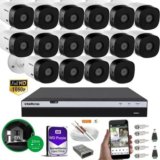 Kit 32 Câmeras Intelbras Full Hd 1220b 20m Dvr 16 Canais 4tb - Câmera ...