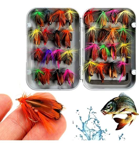 Kit 32 Iscas Artificiais Mosca Pesca Fly Fishing Tucunare tilapia ...
