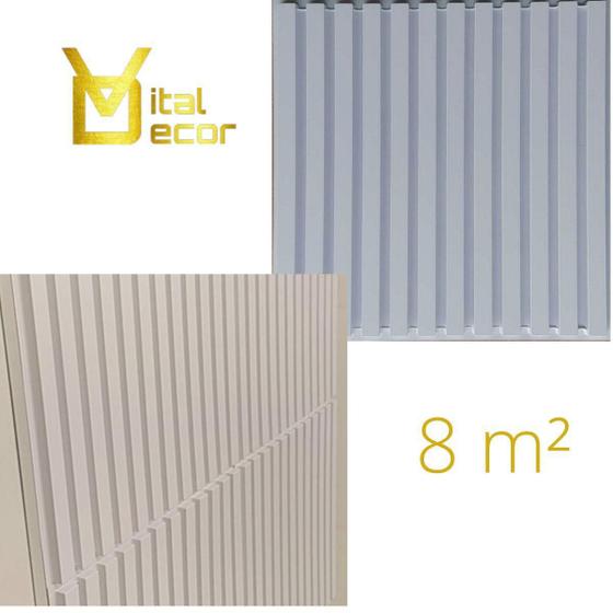 Kit 32 Placas 3D Ripado - 50X50 Cm Decorativas Pvc Branco - Vital Decor ...
