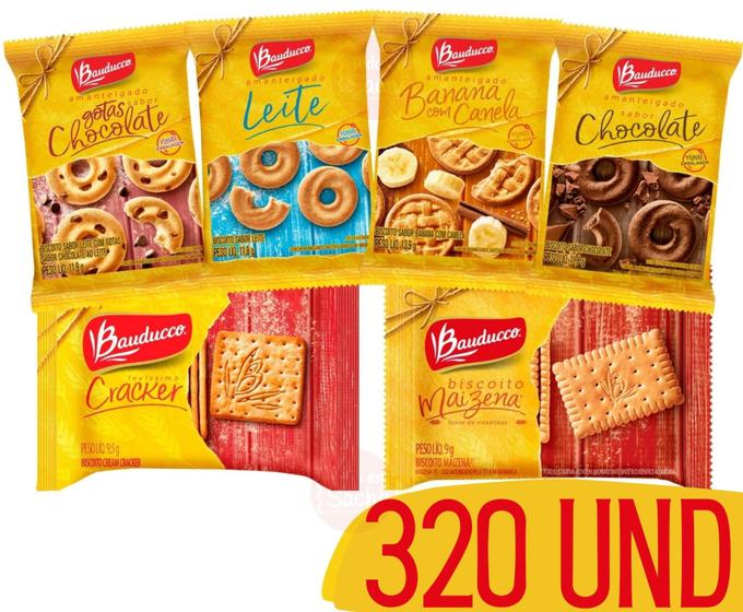 Kit 320un Biscoitos Em Sache Sabores Sortidos Bauducco - Biscoito ...