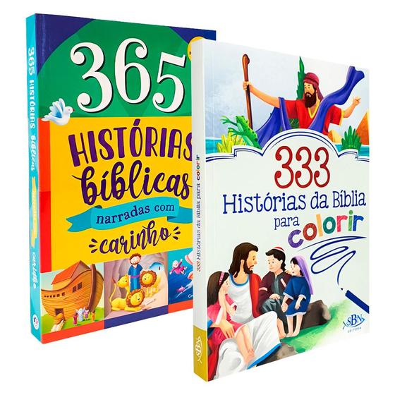 Kit 365 Histórias Bíblicas Narradas com Carinho + 333 Histórias da Bíblia para Colorir - Kit de ...