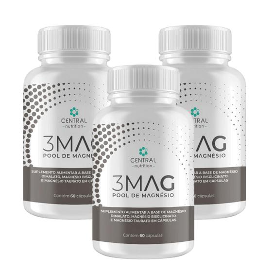 Kit 3x 3MAG - Pool de Magnésio 60 cápsulas - Central Nutrition - Cloreto de Magnésio / Magnésio ...