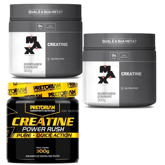 Kit 3x Creatina 300g Max Titanium + Creatina Power Rush 300g ...