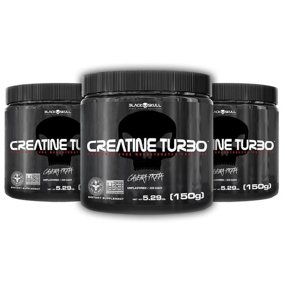 Kit 3X Creatine Turbo Suplemento Alimentar Black Skull 150g Caveira ...