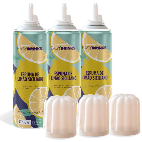 Kit 3X Espuma De Limão Siciliano Easy Drinks 200G - Espuma para Drinks ...