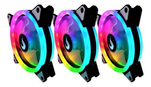 Kit 3x Fans Smart Rise Mode Dual Face RGB 12v + Controle Remoto ...