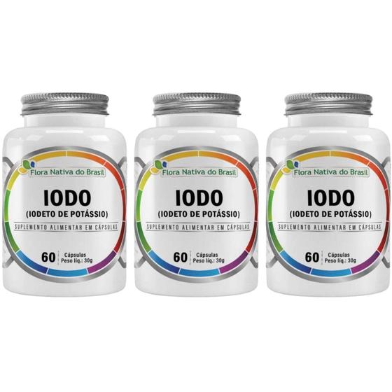 Kit 3x Iodo (Iodeto de Potássio) 60 Cápsulas 500mg Flora Nativa - Flora ...