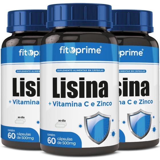 Kit 3x Lisina + Vitamina C e Zinco 60 Cápsulas FitoPrime ...