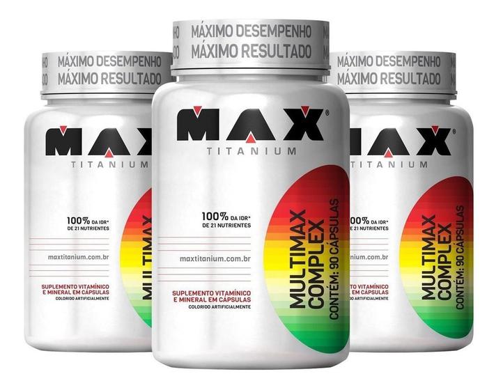 Kit 3x Multimax Complex 90 Cápsulas Max Titanium - Multivitamínico ...