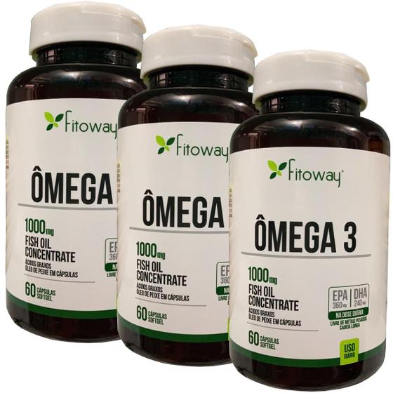 Kit 3x Ômega 3 Óleo de Peixe 60 Cápsulas FTW - Fitoway - Ômega 3 / Óleo ...