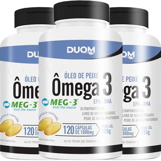 KIT 3x Ômega 3 - Óleo de Peixe ( SELO MEG - 3 ) 120 Cápsulas 1000mg - Duom - Ômega 3 / Óleo de ...