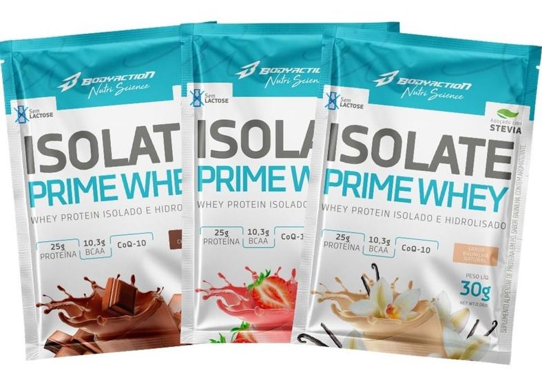 Kit 3x Sachê Isolate Whey Prime Dose Única Sabores Bodyaction - Whey ...