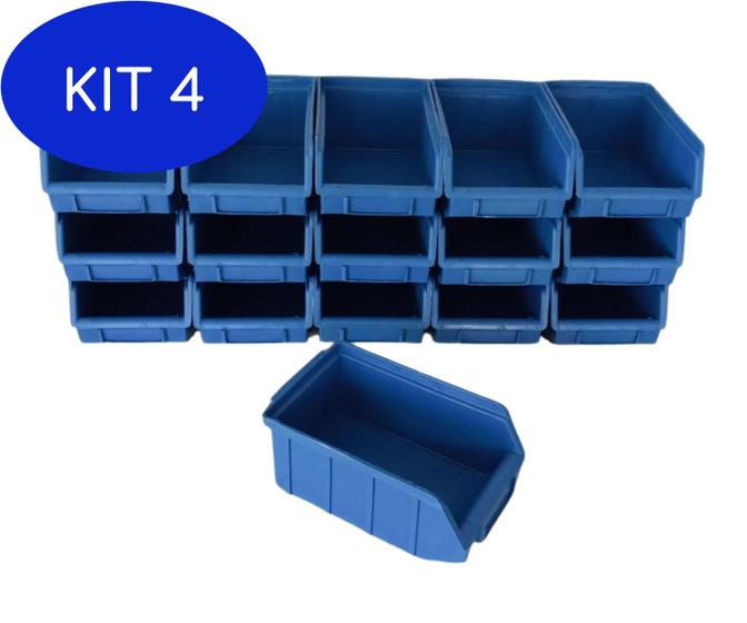 Kit 4 05Pç Gaveta Plastica Bin Azul Empilhavel Num 4 - Impacto Pontual ...