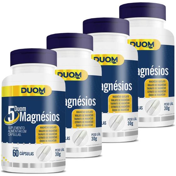 Kit 4 5 Magnésios Quelato Malato Taurato 60 Cápsulas Duom - Cloreto de Magnésio / Magnésio ...