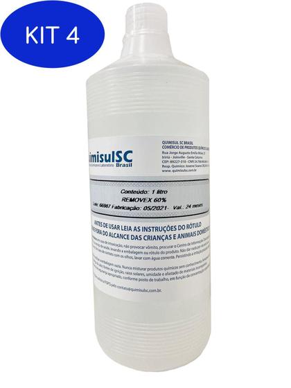 Kit 4 Acetona Quimisul Removex 60% De Concentração 1 Litro - Dosadores ...