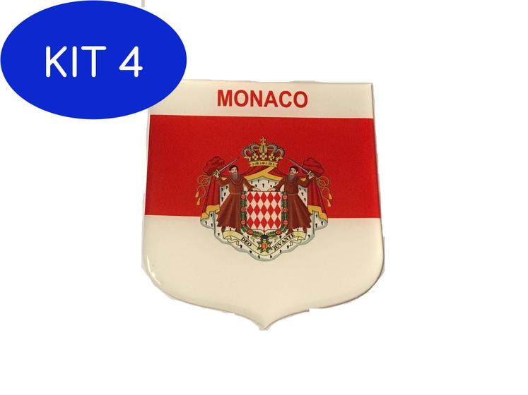 Kit 4 Adesivo resinado em Escudo da bandeira de Mônaco - Mundo Das ...