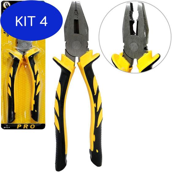 Kit 4 Alicate Universal 8'' Cabo Emborrachado Amarelo/Preto ...