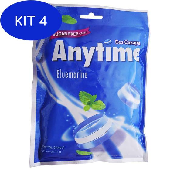 Kit 4 Bala Sem Adição De Açúcar Anytime Blue Marine 74G - Lotte - Balas ...