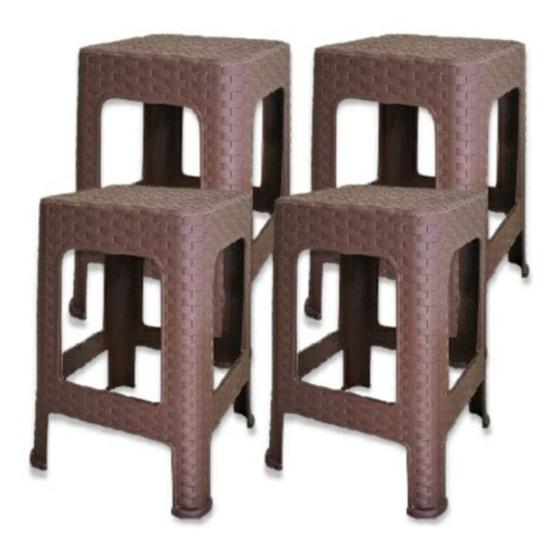 Kit 4 Banco Plastico Banqueta Banquinho Rattan Lançamento Ratan ...