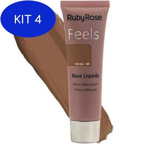 Kit 4 Base Liquida Feels Cacau 90 Textura Mousse Ruby Rose - Base ...