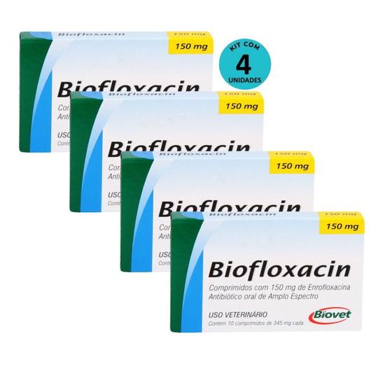 Kit 4 Biofloxacin 150mg C/ 10 Comprimidos- Biovet - Medicamentos ...