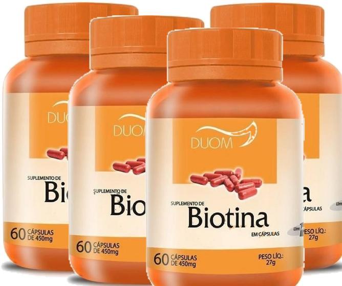 Kit 4 Biotina 60Cps 450Mg Duom - Vitaminas A-Z - Magazine Luiza