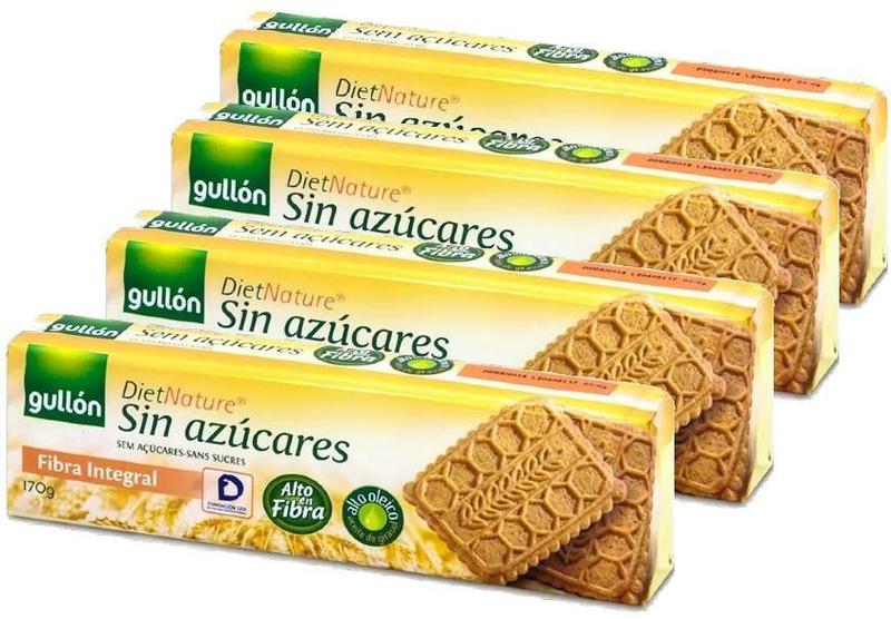 Kit 4 Biscoito Gullon Zero Açucar Fibra Integral 170G - Gullón ...