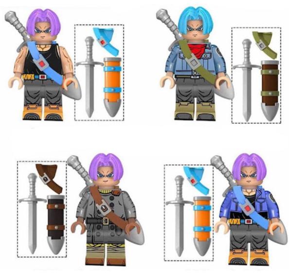 Kit 4 Bonecos Blocos Montar Coleção Trunks Dragon Ball - Mega Block ...