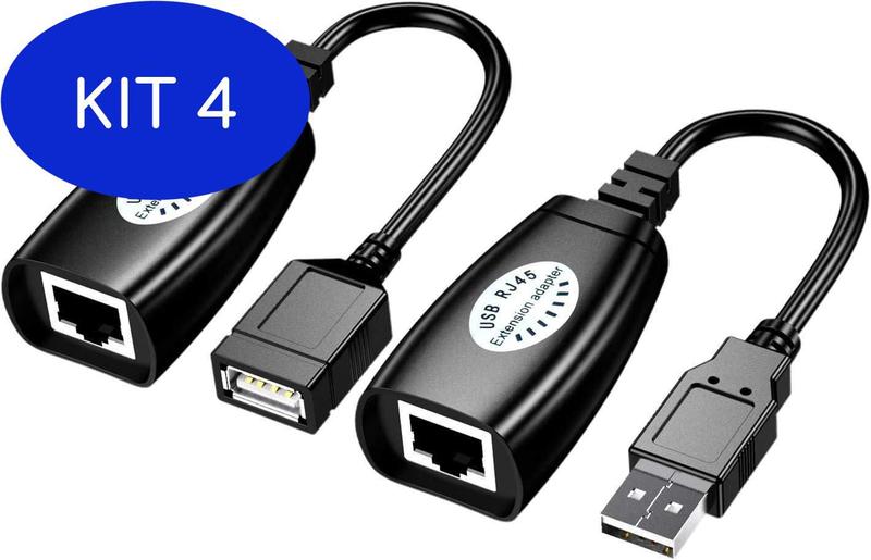 Kit 4 Cabo Usb Adptador Extensor Rj45 Via Cabo De Rede - Adapter - Cabo USB - Magazine Luiza