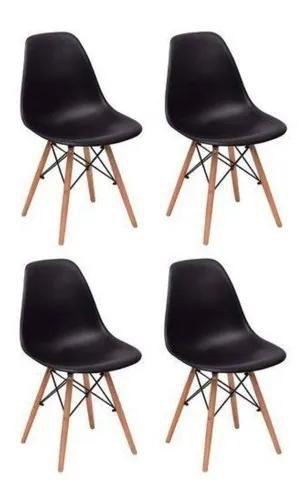 Kit 4 Cadeiras Charles Eames Wood Design Eiffel Preta - homelandia ...
