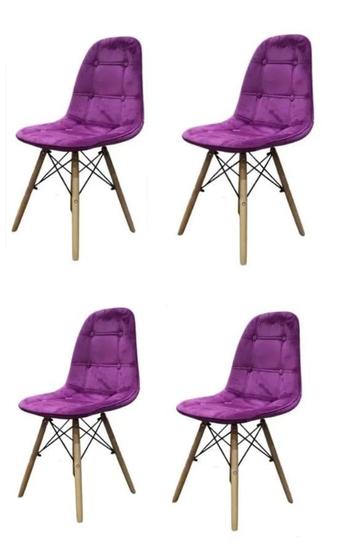 Kit 4 Cadeiras estofada veludo base madeira roxo velvet - homelandia ...