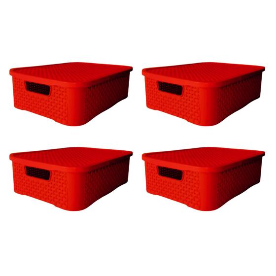 Kit 4 Caixas Organizadora Rattan Empilhavel 10 Litros Cor - Sempre Tem ...