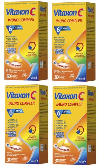 Kit 4 caixas Vitaxon C 6g Imuno Complex Efervescente 30 Comprimidos ...