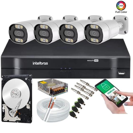 Kit 4 Camera de Segurança Infravermelho Full Hd Colorida Dia Noite Dvr ...