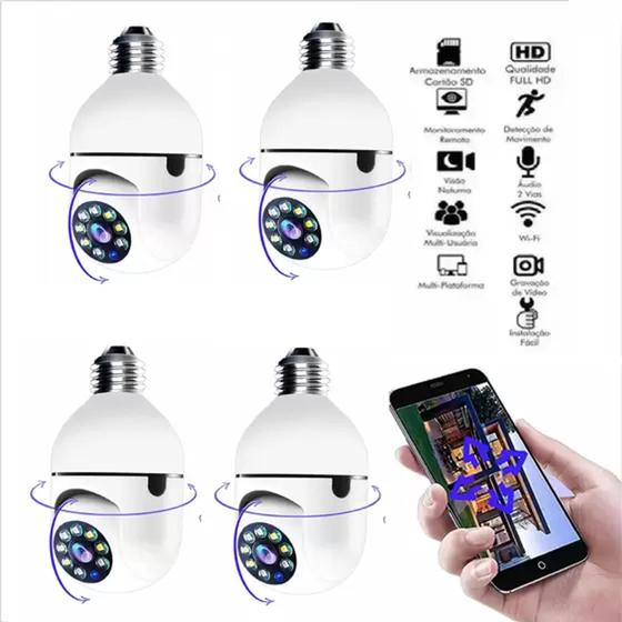 kit 4 Câmera lampada inteligente Wireless infra IP Full HD 2.0 ...